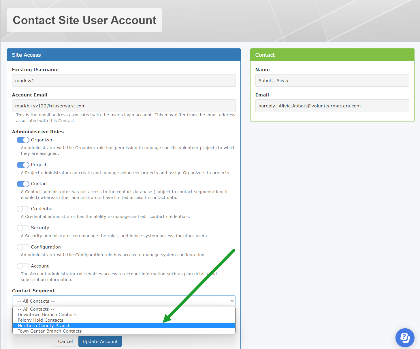Managing and Assigning Contact Segments – VolunteerMatters Support