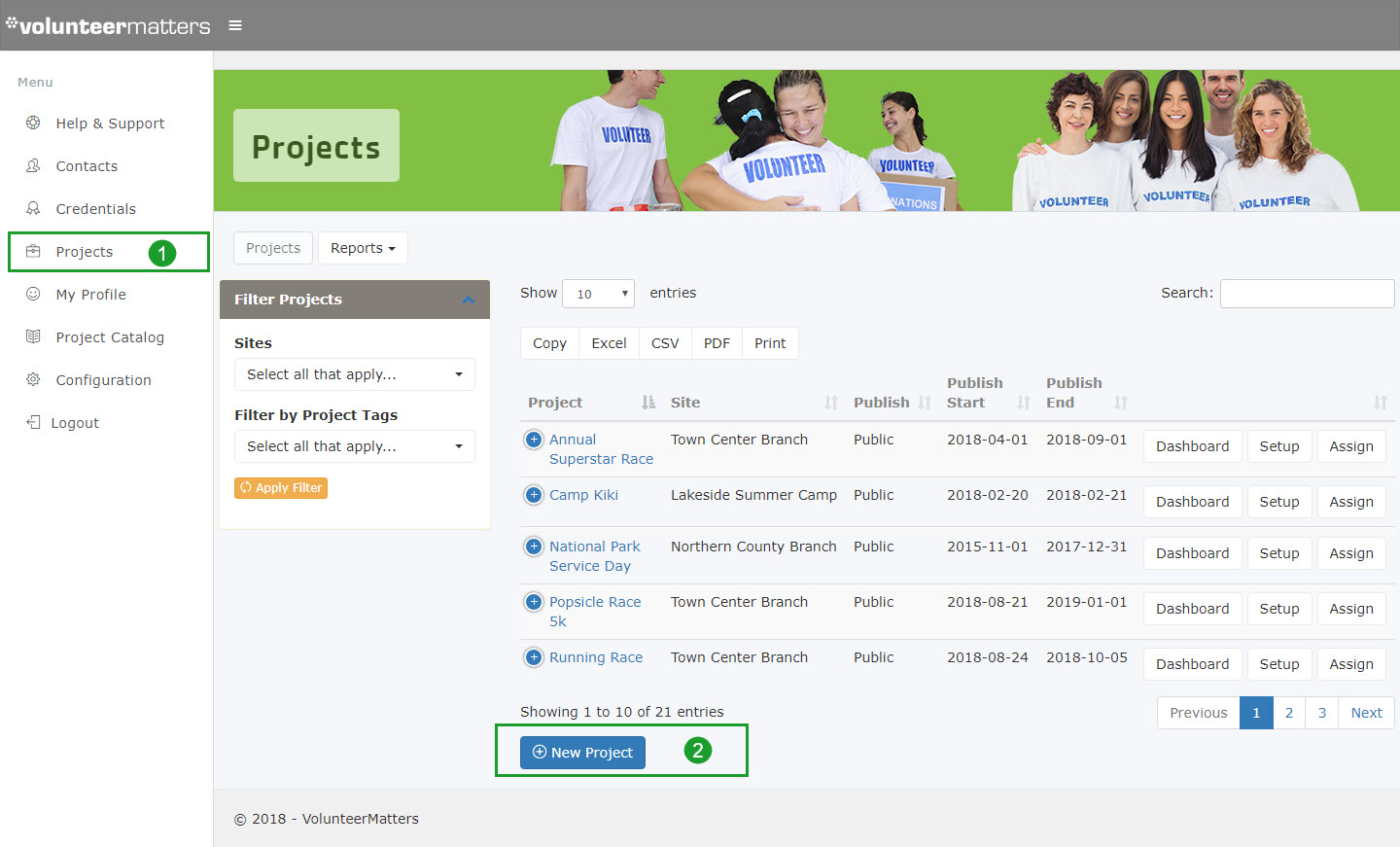 Create a New Volunteer Project – VolunteerMatters Support