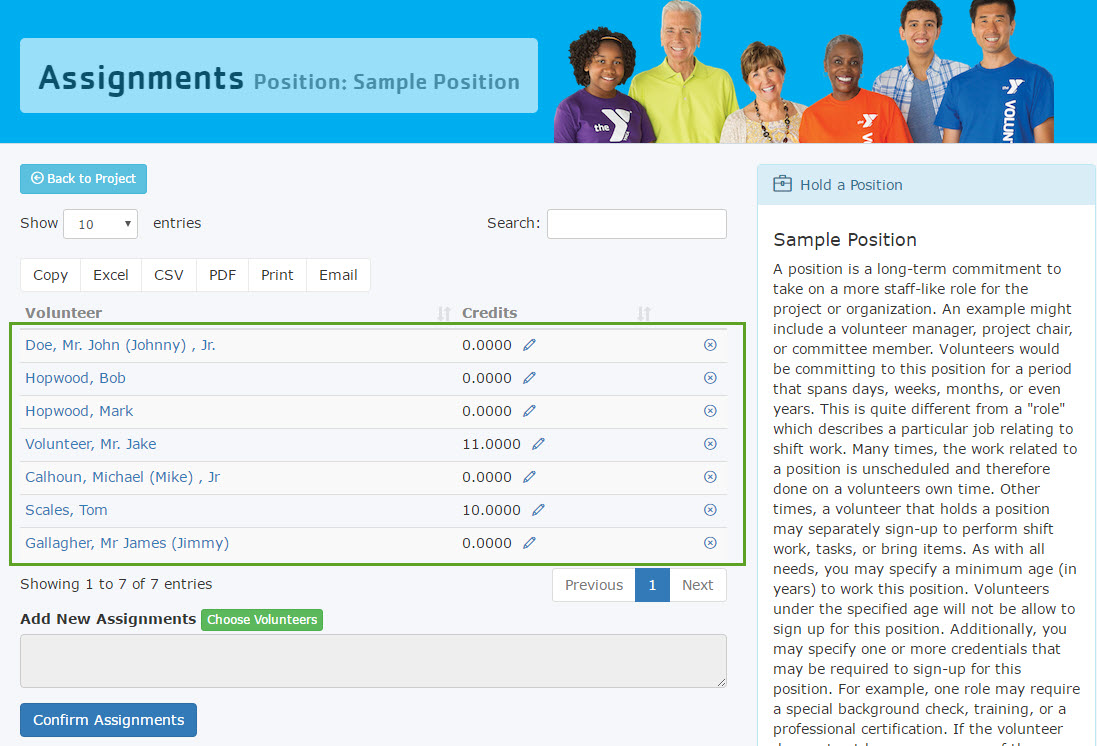 Manually manage assignments on a project position – VolunteerMatters ...