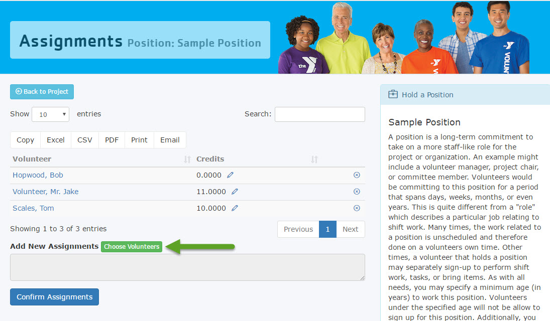 Manually manage assignments on a project position – VolunteerMatters ...